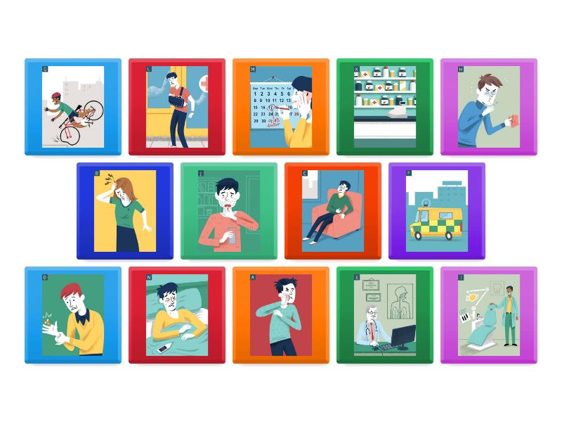 RoadMap A2. 9A Health problems - Flip tiles