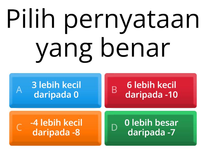 Integer tingkatan 1 - Quiz