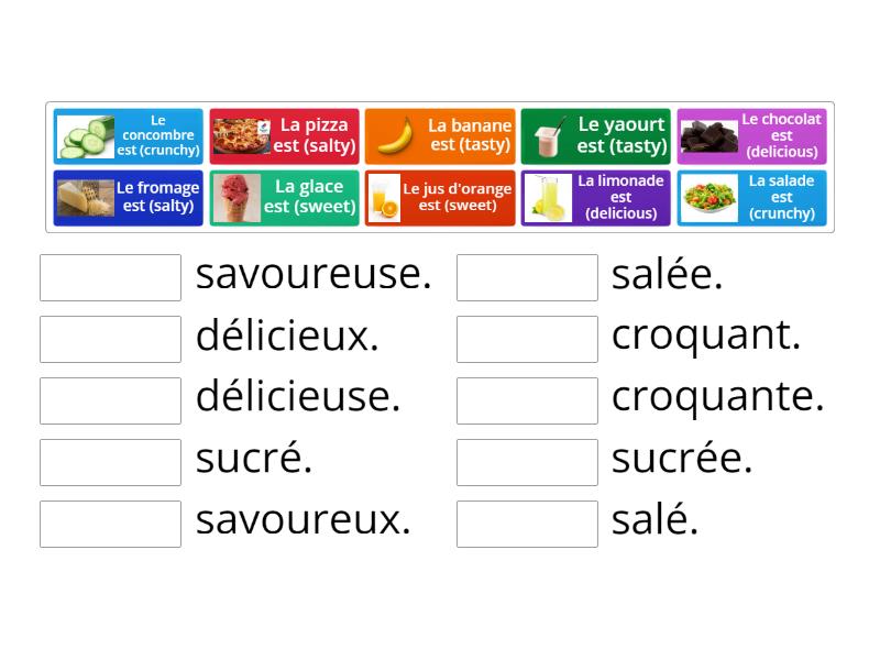 Describing food - French adjectives agreement - Une las parejas