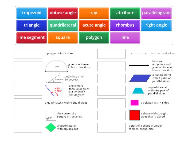 Geometry Vocabulary - Match up