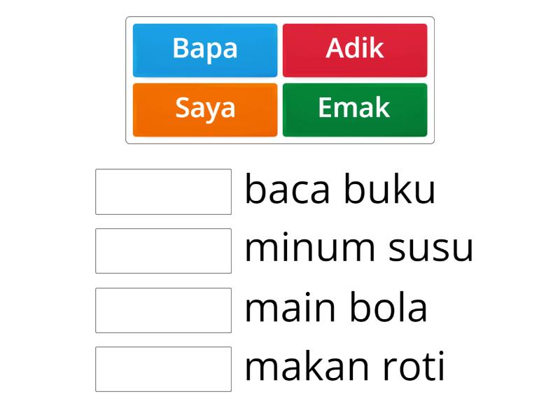 Memadankan ayat tunggal dengan menggunakan suku kata tertutup - Match up