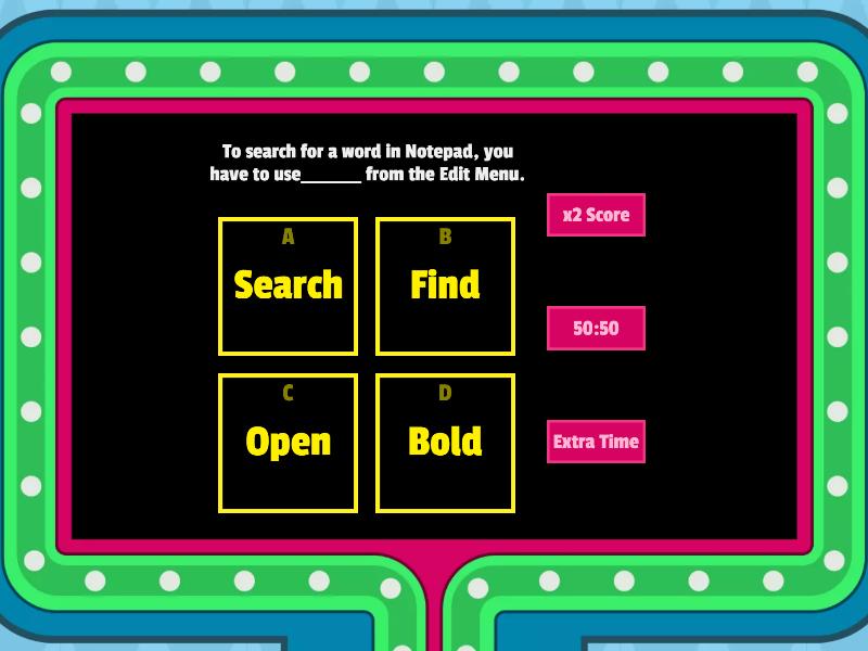 Std 3 WOC-3 Chapter-4 Introduction to Notepad - Gameshow quiz