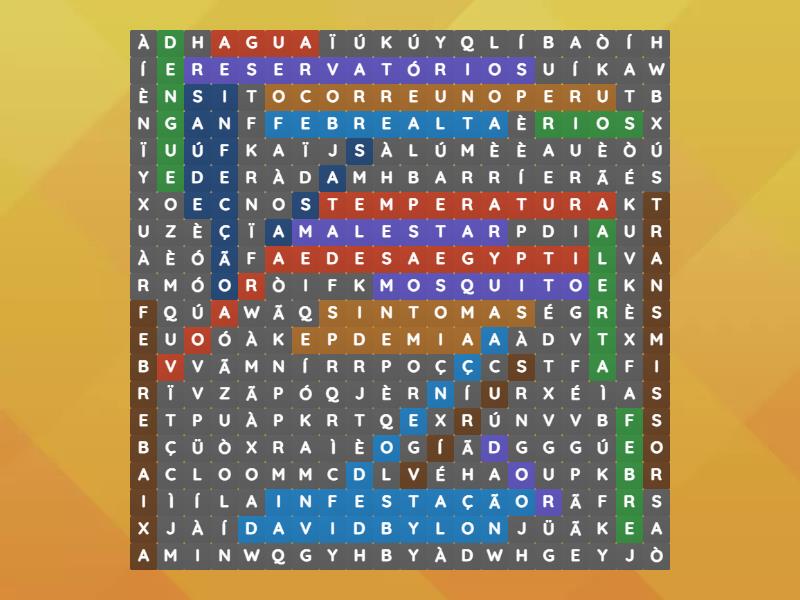 sobre a dengue - Sopa de letras