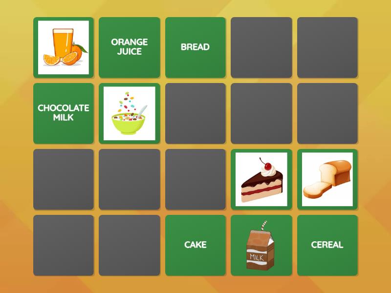 Food Memory Game - Matching pairs
