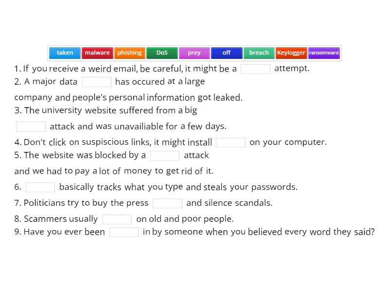 Cyber security extra - Complete the sentence