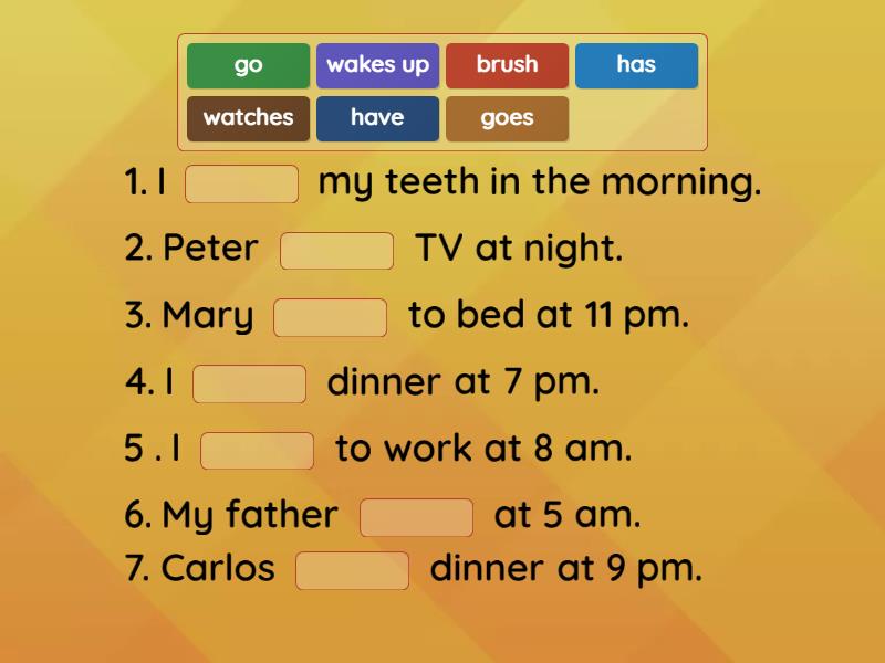 Complete the sentences - Completa la oración