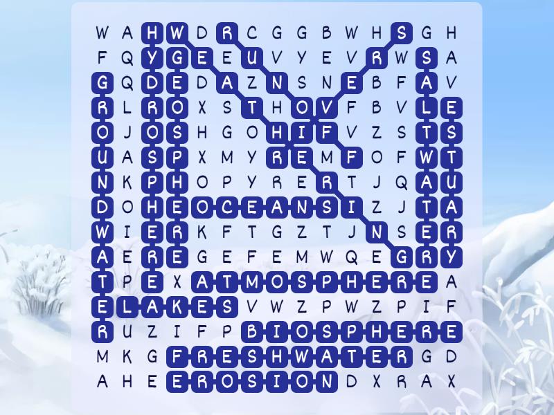 HYDROSPHERE AND BIOSPHERE - Wordsearch