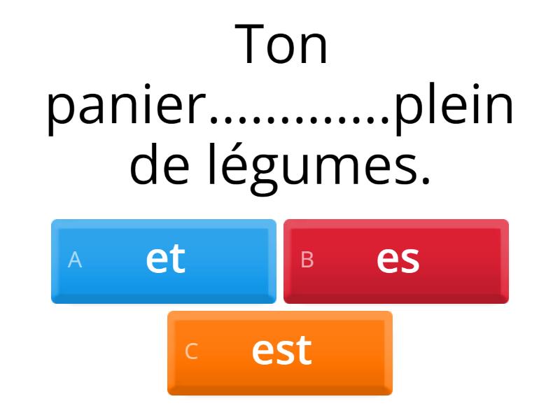 Distinguer les homophones grammaticaux est / es / et - Quiz