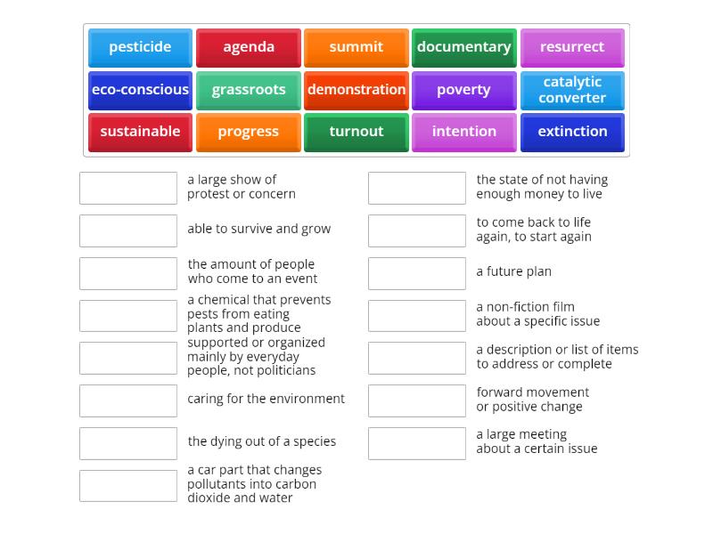 Earth Day vocabulary! - Match up