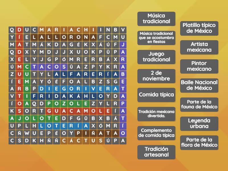 Manifestaciones culturales/ México - Sopa de letras