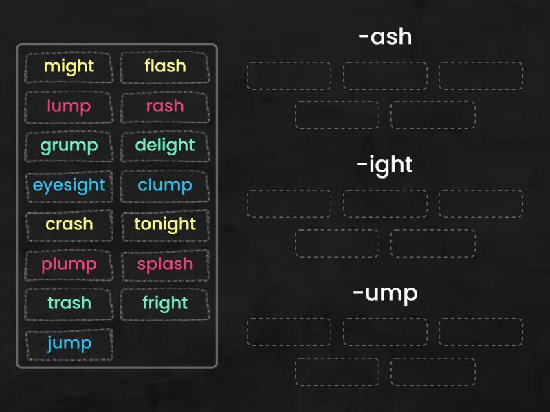 Word Families -ash, -ight, -ump - Group sort