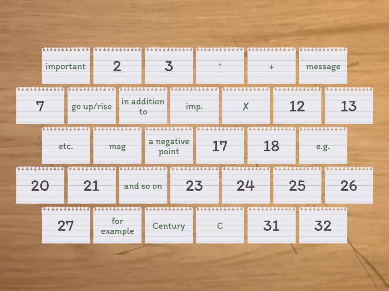Note-taking: Symbols and Abbreviations - Matching pairs