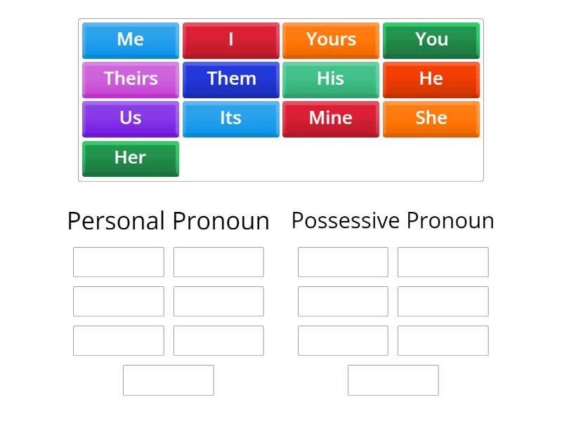 PERSONAL/POSSESSIVE PRONOUN - Group sort