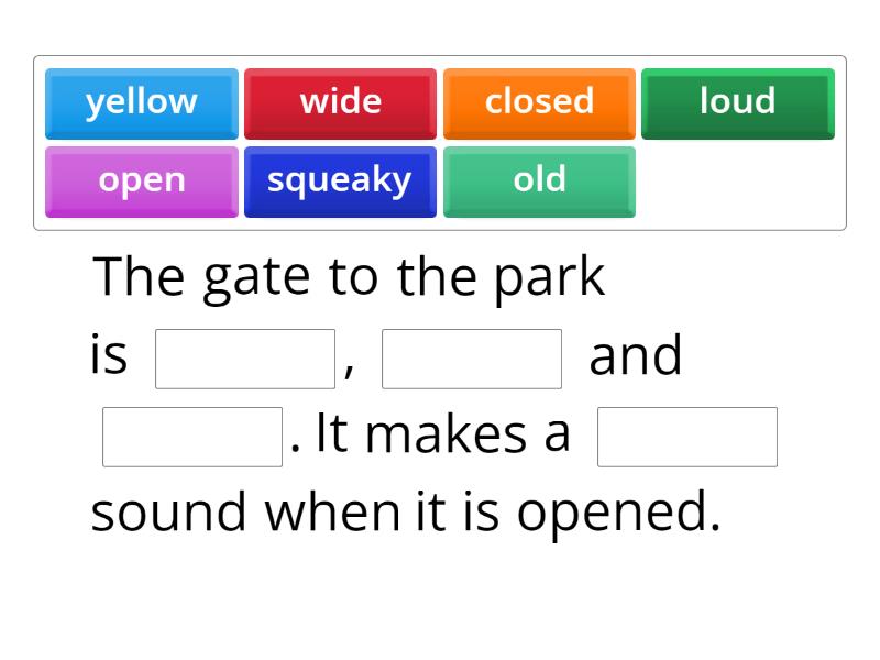 Adjectives to Describe a park - Complete the sentence