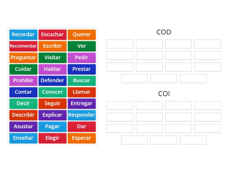 VERBOS DIRECTOS E INDIRECTOS - Group sort