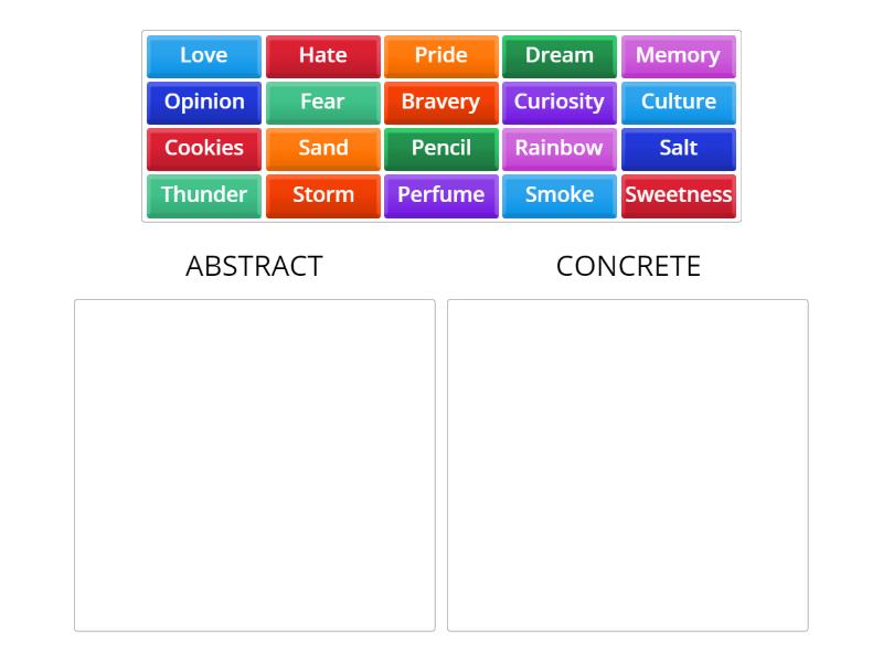 CONCRETE & ABSTRACT NOUNS - Categorize