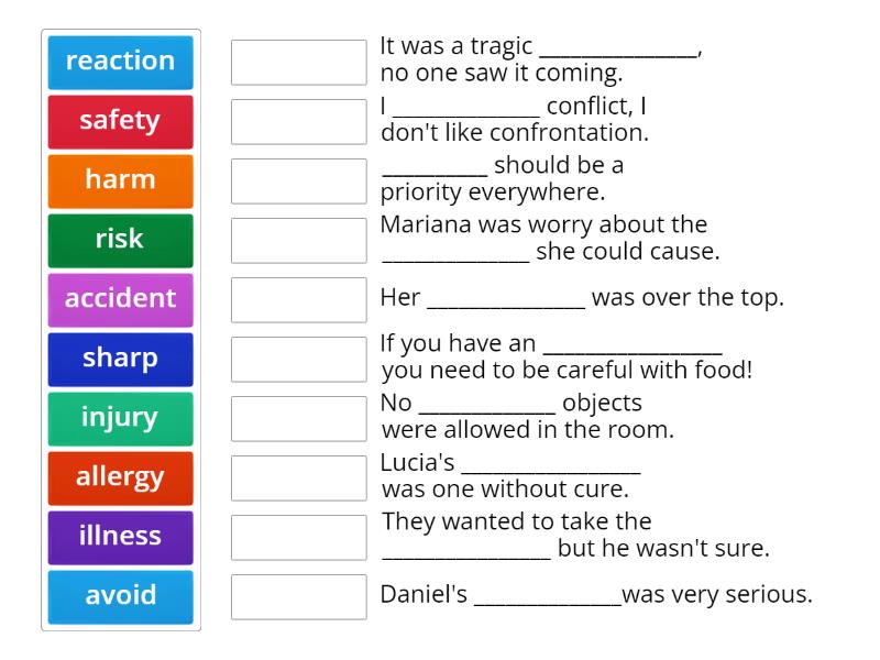 Danger vocabulary - Match up