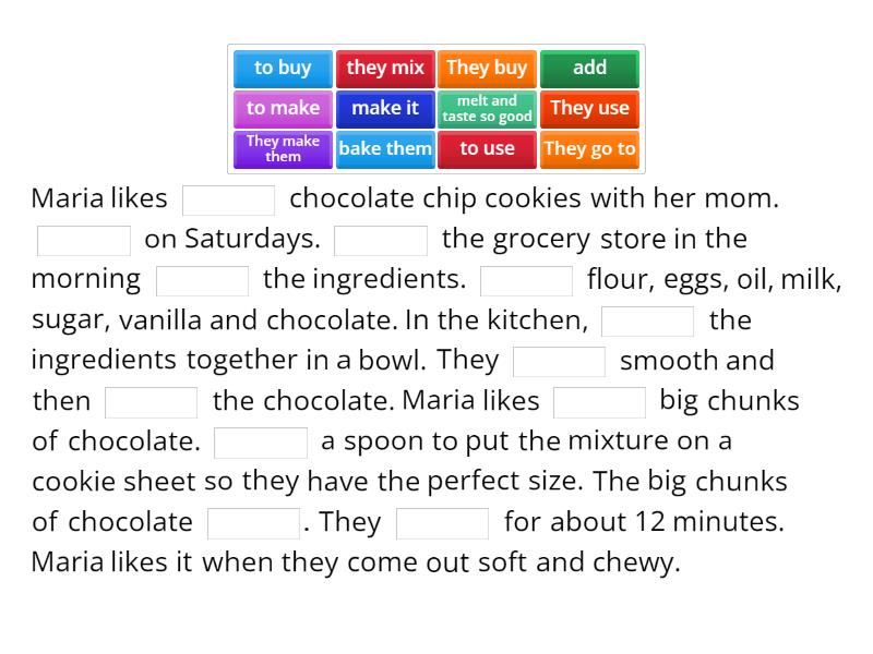 Making Cookies - Complete the sentence