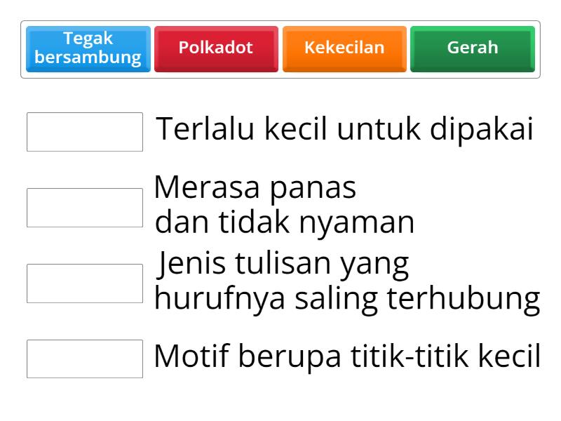 Jodohkan kata-kata berikut dengan maknanya - Match up