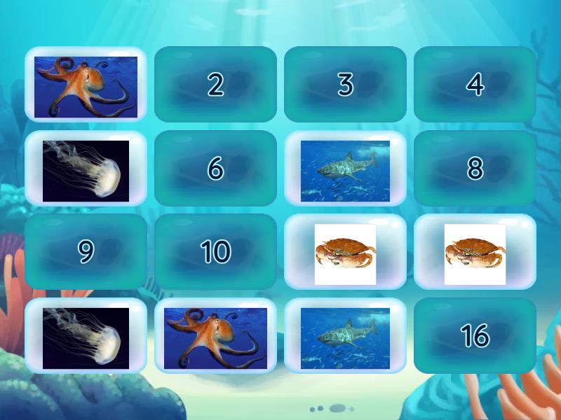 SEA ANIMALS MEMORY GAME - Matching pairs