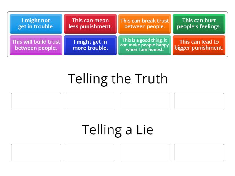 Sort Consequences of Telling a Truth verus a Lie - Group sort
