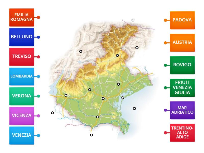 IL VENETO CONFINI, PROVINCE - Labelled diagram