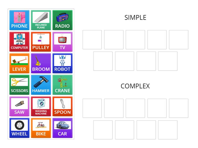 SIMPLE AND COMPLEX MACHINES 2 - Ordenar por grupo