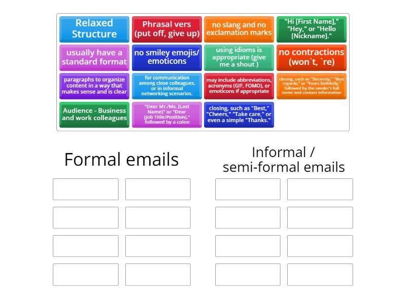 Formal Vs Informal Emails Group Sort
