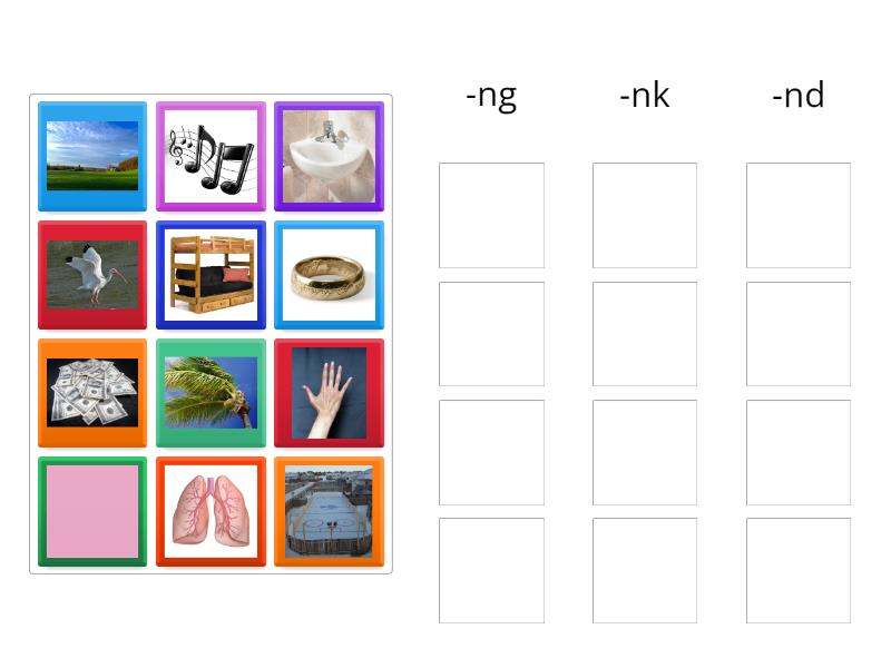 Final blends (-nd, -nk, -ng) - Group sort