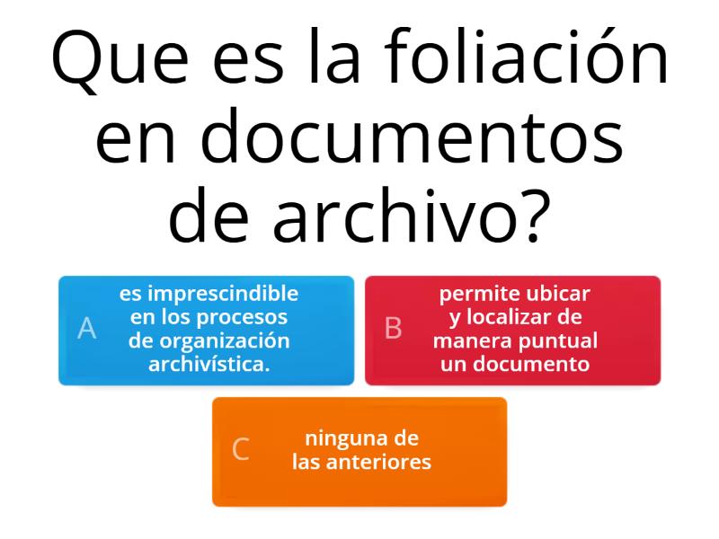 foliacion de documentos - Cuestionario