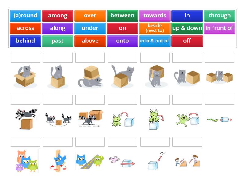 Prepositions of place and movement custom - Match up