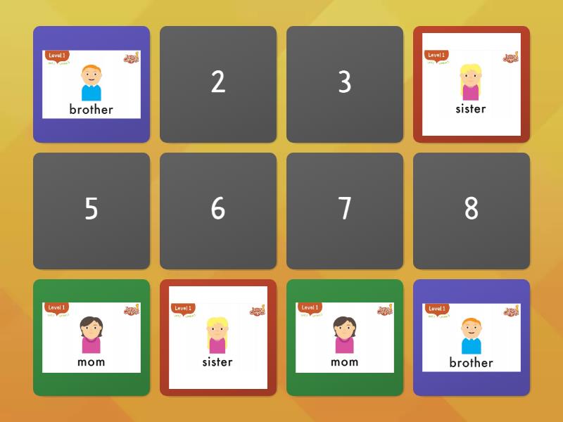 Memory game - Family members - Matching pairs