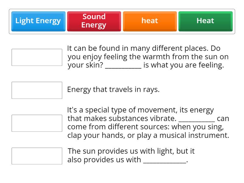 Types of Energy - Match up