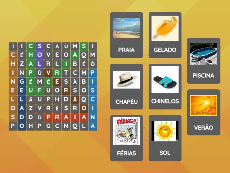 AS FÉRIAS- sopa de letras - Wordsearch