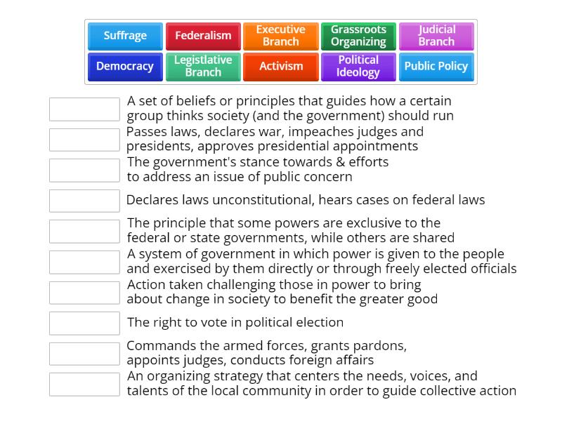 Intro to Civics Term Matching - Match up