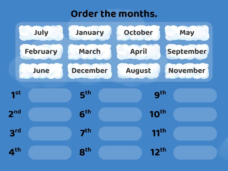 Months of the year - Rank order