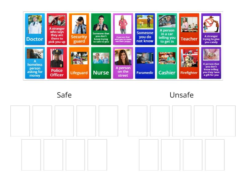 Health Education- Safe and Unsafe Strangers - Ordenar por grupo