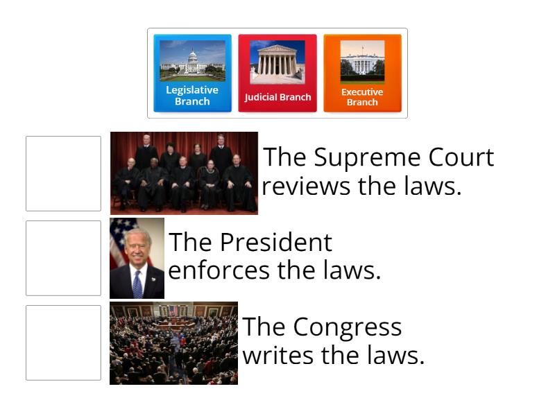 3 Branches of Government - Match up