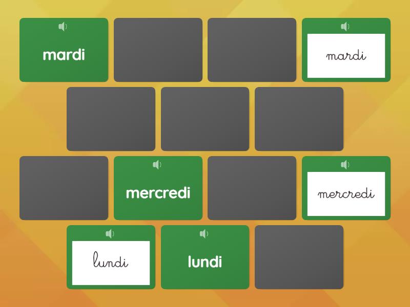 J&A - Memory des jours de la semaine - Matching pairs