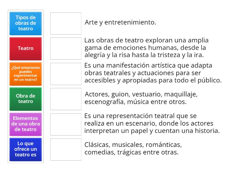 El teatro y sus elementos - Match up