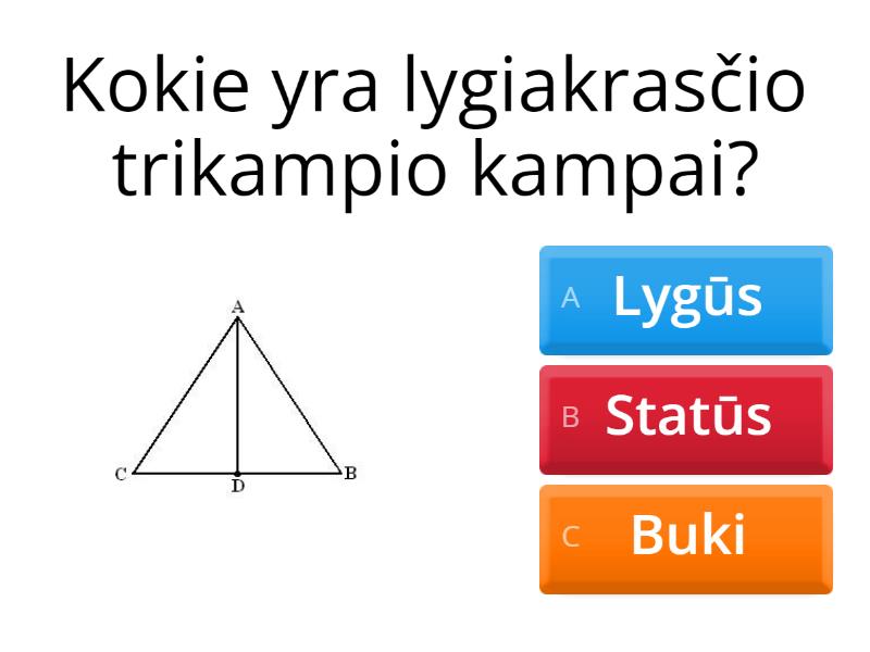 Lygiakraštis trikampis ir statinis, esantis prieš 30° kampą - Quiz