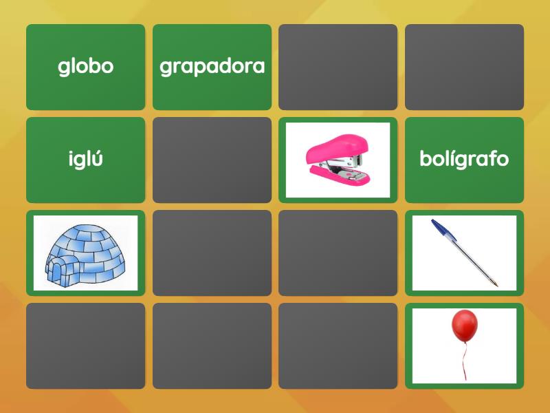 Palabras con gr y gl - Matching pairs