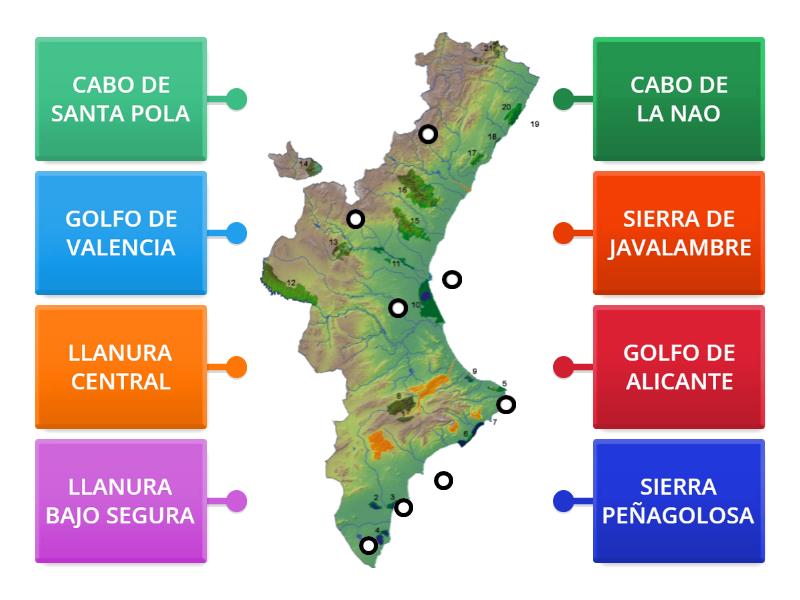 RELIEVE COMUNIDAD VALENCIANA - Labelled diagram