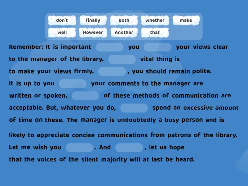 GL PTE - Complete the sentence