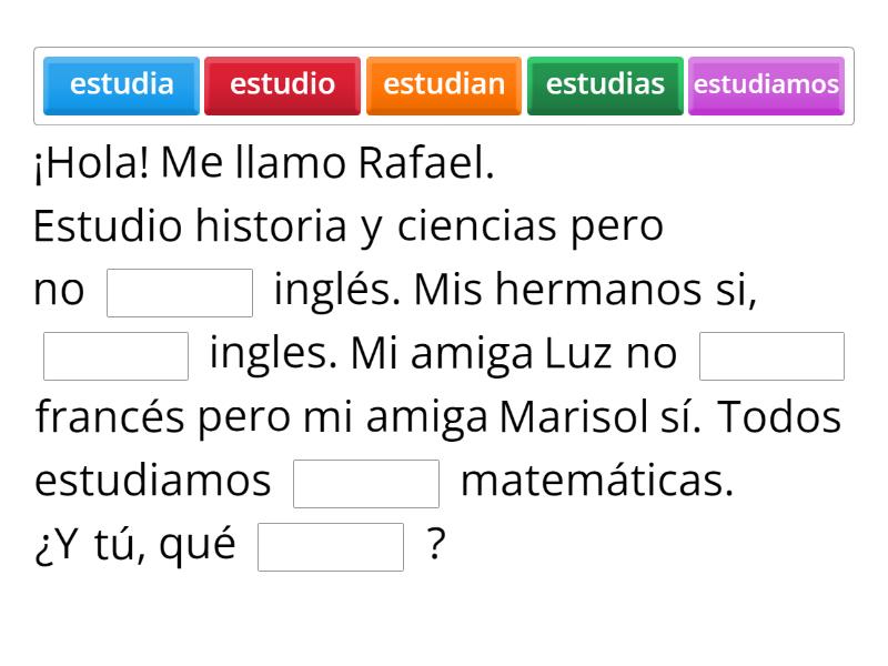 Verbo estudiar - Complete the sentence