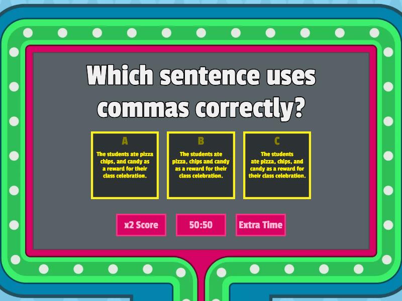 Commas in a series - Gameshow quiz