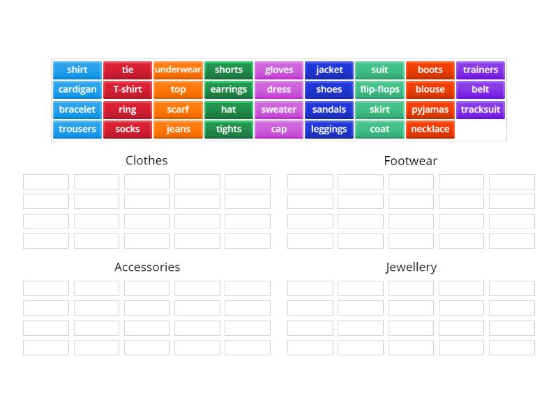 PRE-INTER 1C - Clothes groups - Group sort