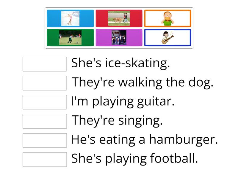 present continuous tense - Une las parejas
