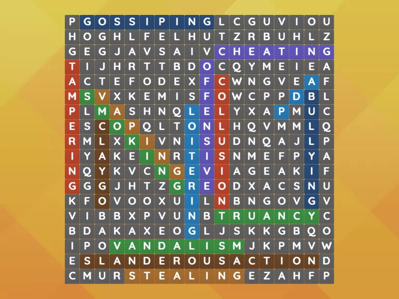 Major Minor Offense - Wordsearch