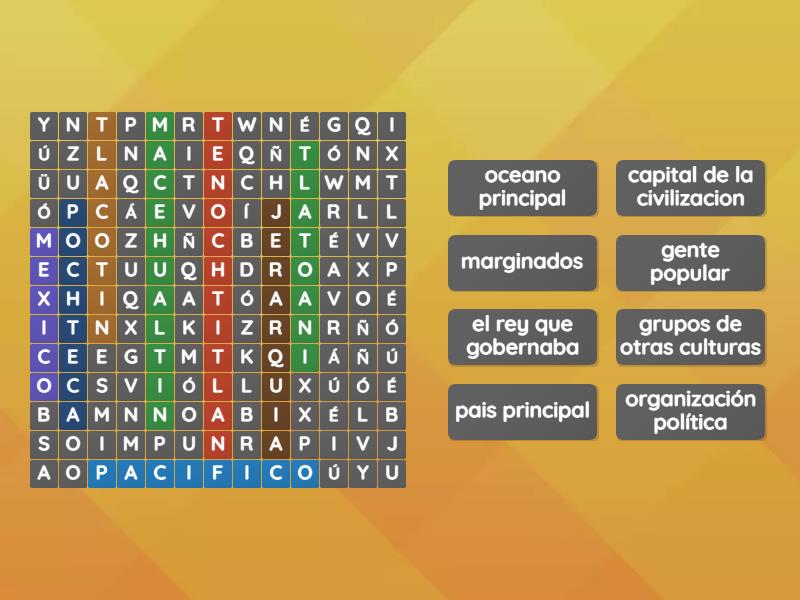 de los Aztecas - Sopa de letras